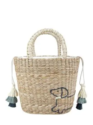 Likhâ Mini Tote Bag With Embroidered Dachshund - Black