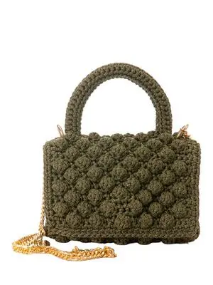 SPEIRA Mini Bubble Bag With Knitted Handle - Green