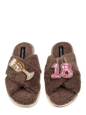 LAINES LONDON Boucle Slippers - Brown