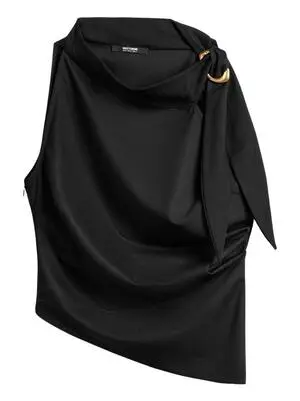 NOCTURNE Asymmetric Buckle-detail Blouse - Black
