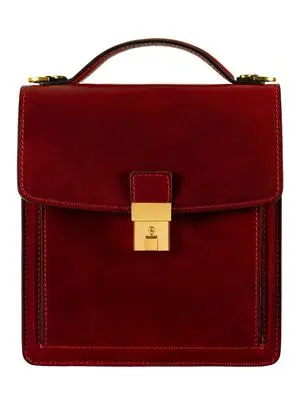 TIME RESISTANCE Small Leather Briefcase - Red