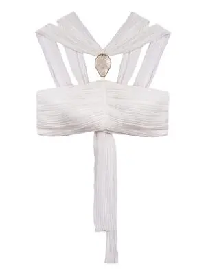 NOCTURNE Strapless Draped Bustier Top - White
