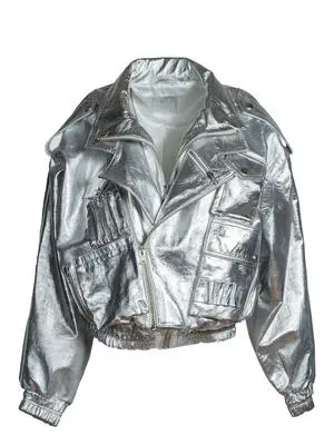 ZASTASTUDIO Bomber Leather Jacket - Silver