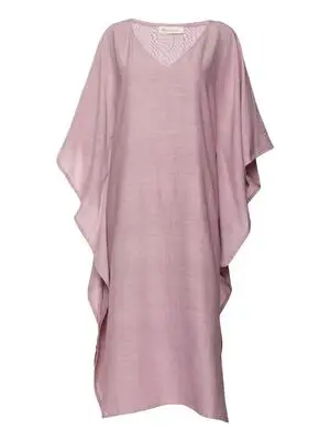HERITAGEMODA Handwoven Cotton Kaftan Dress - Pink