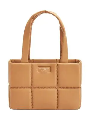 ORANGE CUBE Square Stitch Cushion Tote - Brown