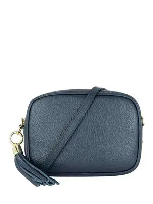 APATCHY LONDON Leather Crossbody Camera Bag With Tassel Blue