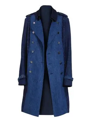 STORY WEAR Denim English Trench Coat - Blue