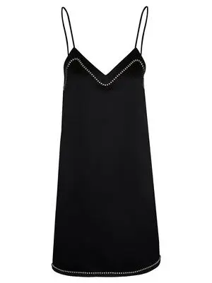 2KSTYLE Amina Hand Embellished Mini Dress With Metal Chain - Black