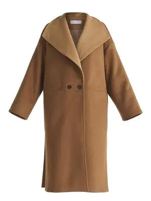 PAISIE Two-tone Double-breasted Wool-blend Coat - Brown