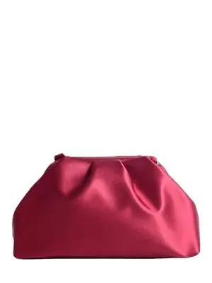 SPRINGMOONATELIER Mini Satin Pleated Clutch With Chain - Red