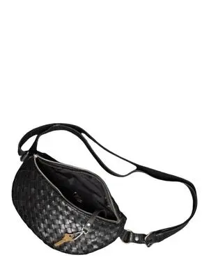 HIDES LEATHER CO. Woven Leather Belt Bag - Black