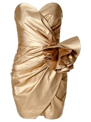 AGGI BY HALEWSKI Mini Vegan Leather Dress - Gold
