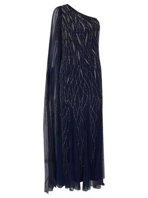 RAISHMA One-shoulder Draped Train Gown - Blue