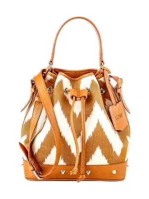 SJW BAGS LONDON Primrose Ikat Bucket Bag - Beige