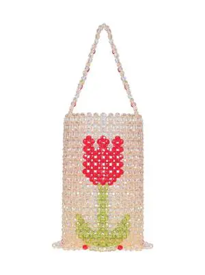 TILLIE BEADS Champagne Bloom Tulip Bucket Bead Bag - Brown