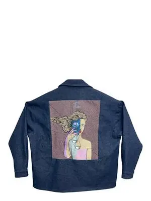 ZASTASTUDIO Libra Zodiac Embroidered Denim Jacket - Black