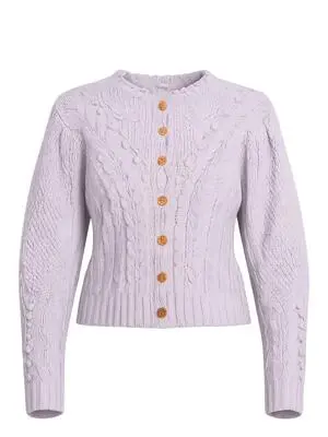 TANTRA SPAIN SL Crochet Knit Jacket With Pompom And Floral Details - Gray