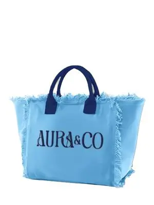AURA & CO Xl Canvas Beach Tote - Blue