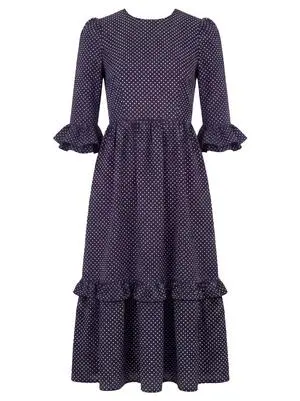 THE WELL WORN Felicity Polka Dot Dress - Blue