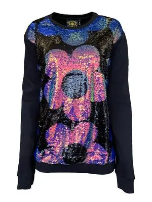 ANY OLD IRON Iridescent Reversible Sequin Sweatshirt - Black/blue