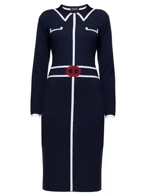 RUMOUR LONDON Claire Jacquard Knitted Dress - Blue