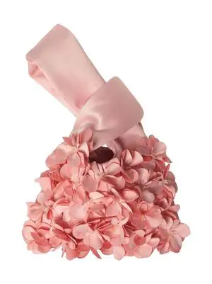 2KSTYLE Floral Embellished Satin Wristlet Pouch - Rose Gold