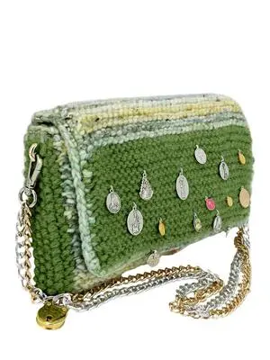 HILO DE MAR Riquina Hand-knitted Bag With Medals - Green