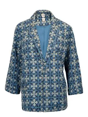EM & SHI Printed Oversized Blazer - Blue