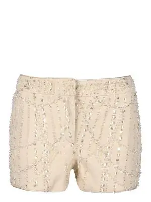 MARUSIYA LONDON Low Rise Beaded Shorts - Beige