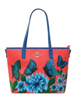 JANARA JONES Hand-painted Leather Tote Bag - Orange