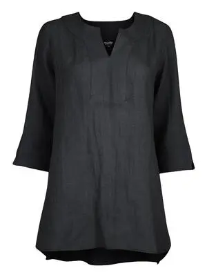 NOLOGO-CHIC Lifestyle Longline Linen Top - Black