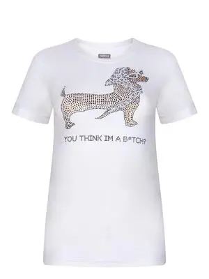 MARUSIYA LONDON Rhinestone Sausage Dog T-shirt - White