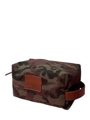 VIDA VIDA Canvas & Leather Camo Wash Bag - Green