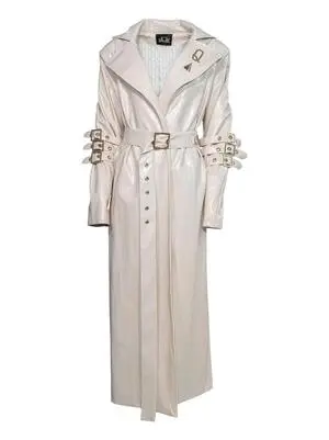 VAZAF Patent Trench Coat With Metal Hardware - Beige