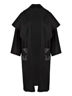 BOUTIQUE KAOTIQUE Wool Blanket Coat With Embroidered Pockets - Black