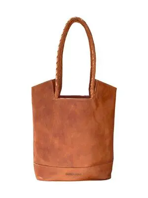 LAUREN REED CO Carmen Leather Tote - Black/brown