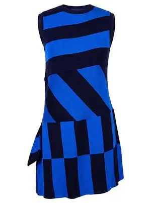 ARTO. Striped Asymmetric Mini Dress - Blue