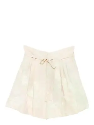 ZIGGY CHEN Belted Pleated Shorts - Neutrals