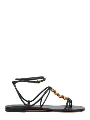 Isabel Marant Étoile Leather Embellished Thong Sandals - Black