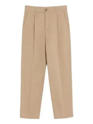 Valentino Garavani Cotton Gabardine Trousers With Vlogo Embroidery - Beige