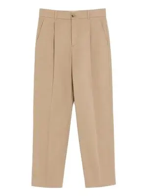 Valentino Garavani Cotton Gabardine Trousers With Vlogo Embroidery - Beige