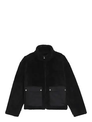 Hugo Faux Fur Jacket With Patch Pockets - Black