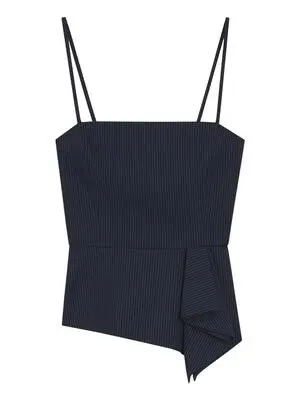 Hugo Pinstripe Peplum Hem Top - Patterned