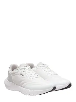 BOSS Running Sneakers With Leather Trims - White