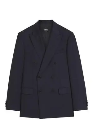 BOSS Slim-fit Virgin Wool Jacket - Dark Blue