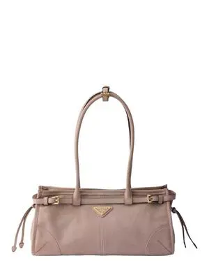 Prada Bonnie Medium Nubuck Leather Handbag - Neutrals