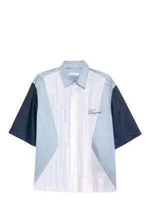 CROQUIS Flap Pocket Striped Shirt - Blue