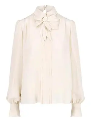 VALENTINO Embroidered Crêpe De Chine Shirt