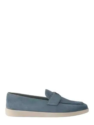 Prada Suede Loafers With Enamelled Triangle Logo - Blue