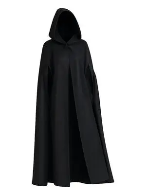 NIKKA PLACE Wool Hooded Cloak Coat - Black